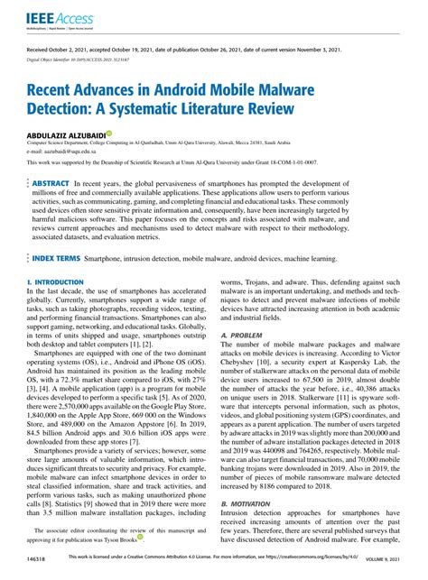 Pdf Recent Advances In Android Mobile Malware Detection A Systematic