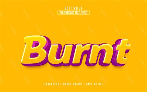 Burnt Yellow Purple 3d Text Effect Photoshop Premium Psd File