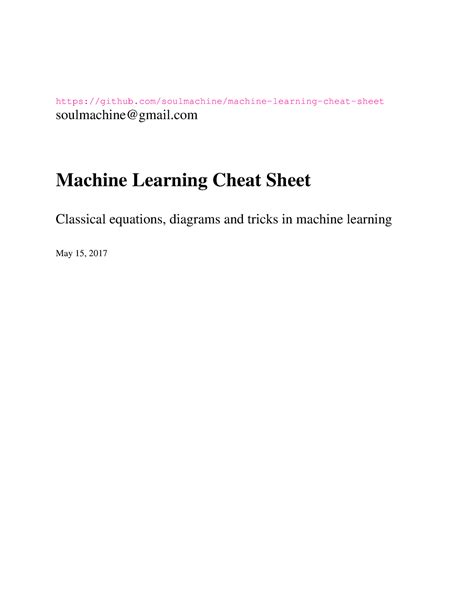Machine Learning Cheat Sheet Github Soulmachine Machine Learning Cheat Sheet Soulmachine Gmail
