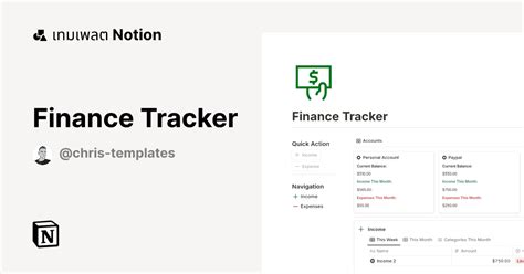 เทมเพลต Finance Tracker โดย Chris มาร์เก็ตเพลส Notion
