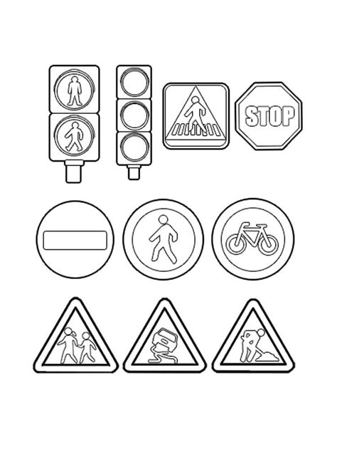Раскраски Дорожные знаки Coloring Pages Transportation Preschool Road Safety