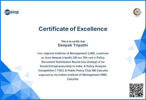 Socialentrepreneurship Policymaking Iimcalcutta Unstop Gratitude Continuouslearning