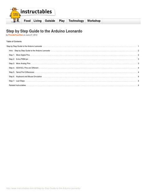 Step By Step Guide To The Arduino Leonardo Pdf Arduino