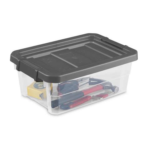 Sterilite 1472 16 Quart Stacker Box Flat Gray 14723v06