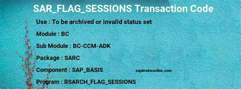 Sar Flag Sessions Sap Tcode For To Be Archived Or Invalid Status Set