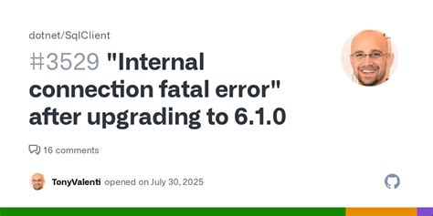 Internal Connection Fatal Error After Upgrading To 610 · Issue