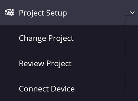 Project Setup Menu