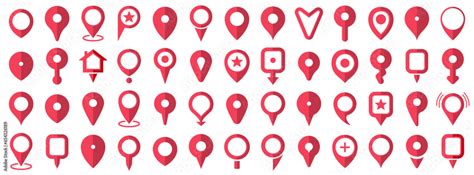 Red Location Pin Icons Map Pointer Markers Set Of Red Map Pin Icons