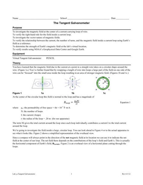 The Tangent Galvanometer Ket Virtual Physics Labs