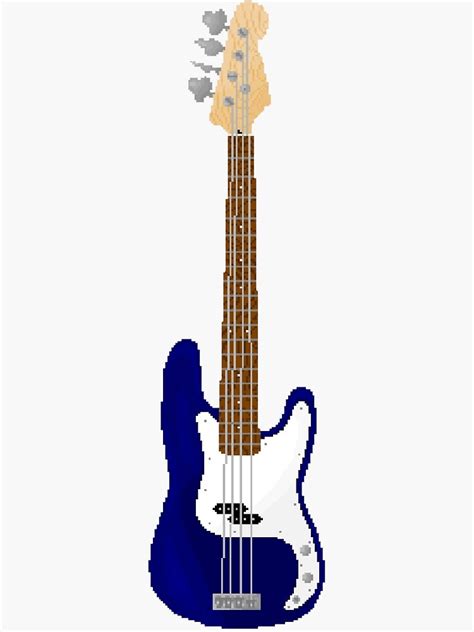 8 Bit Pixel Navy Blue Bass Guitar Sticker For Sale By Peegebubble