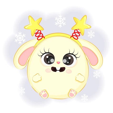 Premium Vector Cute Bunny In Costume With Stars New Year Illustration