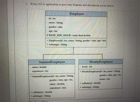 Solved 1 Write Java Application As Per Class Diagram And