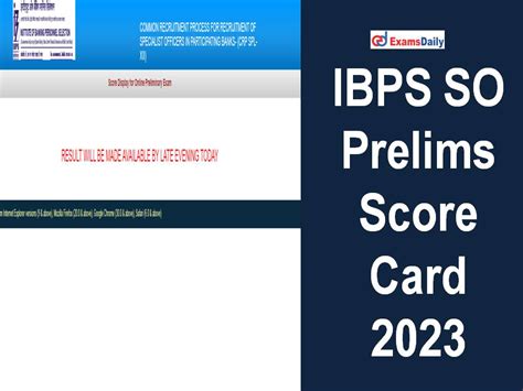 IBPS SO Score Card 2023 Prelims Link OUT Download CRP SPL XII Cut Off Mark