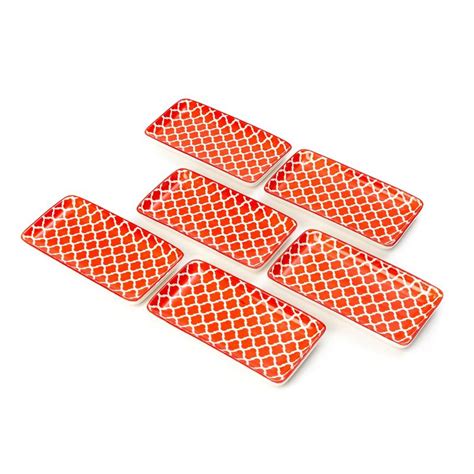 Buy Ez Life Glazed Rising Red Rectangle Plates Set Of 6 7 Inch Ceramic Dessert Plates Dinnerware
