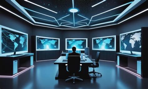 Premium Photo Futuristic Computer Lab Illuminates Global Network