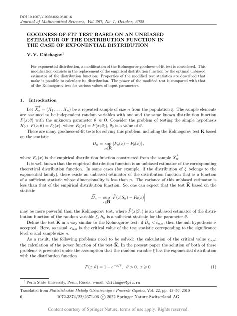 Goodness Of Fit Test Based On An Unbiased Estimator Of The Distribution