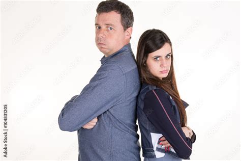 Angry Father Angry Against His Daughter Isolated On White Background Stock Photo Adobe Stock