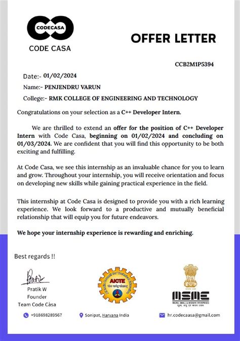 Penjendru Varun On Linkedin Hello Connection I Got Intership Offer