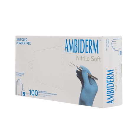 Guante De Nitrilo Soft No Esteril Azul 100pz Ambiderm Azul L Ambiderm