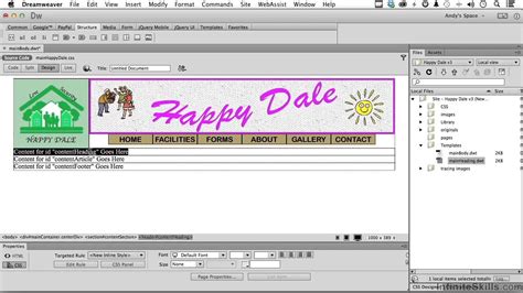 Adobe Dreamweaver Cc Tutorial Generating The First Site Template
