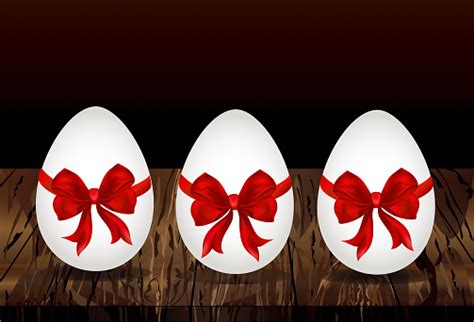 부활절 달걀 리본과 활을 함께 묶어 텍스트 또는 광고에 대 한 빈 장소입니다 나무 배경 벡터입니다 인사말 카드 또는 휴가 대 한 초대입니다 가리기에 대한 스톡 벡터 아트 및