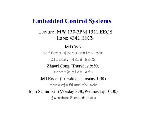 Embedded Controls Intro W09 Embedded Control Systems Jeff Cook