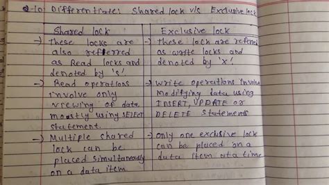 Differentiate Between Shared Lock And Exclusive Lock In Adbms Answers