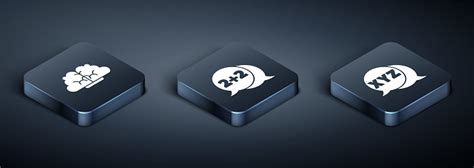 Isometric 인간의 두뇌 Xyz 좌표 시스템 및 방정식 솔루션 아이콘을 설정합니다 벡터 3차원 형태에 대한 스톡 벡터 아트