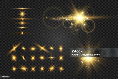특수 렌즈 플래시 조명 효과 플래시가 광선과 탐조등을 깜박입니다 일러스트 하얗게 빛나는 빛 광선에서 아름 다운 별 빛입니다 태양은 역광입니다 밝고 아름다운 별 햇빛 Rays