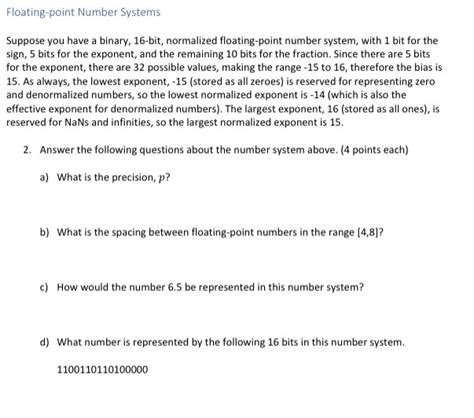 Solved Floating Point Number Systems Suppose You Have A