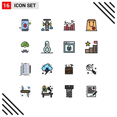 16 User Interface Flat Color Filled Line Pack Of Modern Signs And Symbols Of Package Commerce