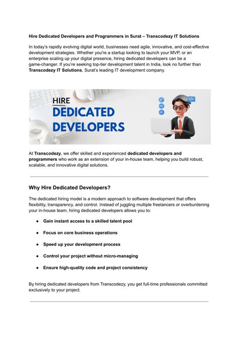Ppt Hire Dedicated Developers And Programmers In Surat Transcodezy It Solutions Powerpoint