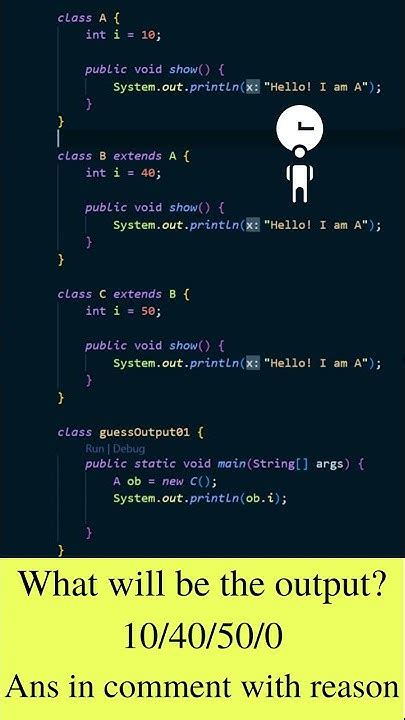 guess the output 🙂 in java java inheritance javaprogramming javaquestions learnwithfun