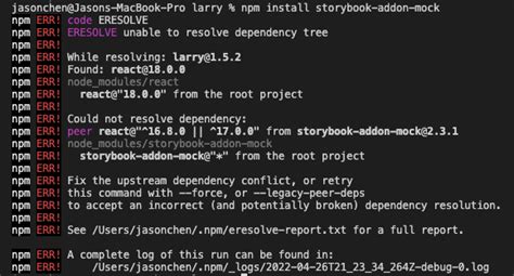 React V18 `npm Install` Package Dependency Compatibility · Issue 104 · Linearlabs Workspace
