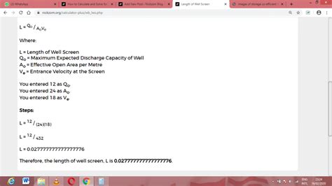 How To Calculate And Solve For Length Of Well Screen Water Budget