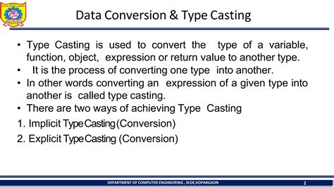 Data Conversion And Type Casting Concepts Pdf
