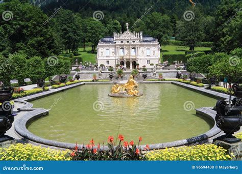 Linderhof Castle Baroque Style With Beautiful Garden Editorial Stock