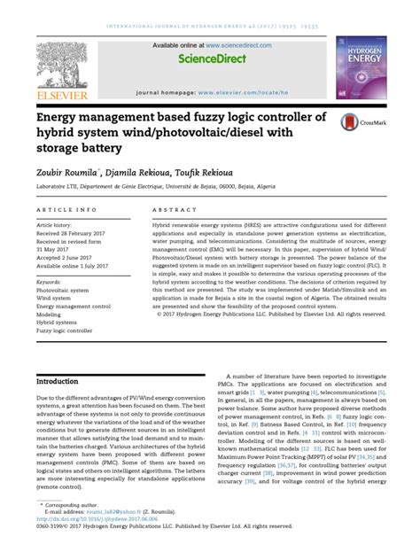 Energy Management Based Fuzzy Logic Controller Of Hy 2017 International