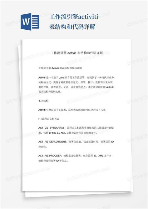 工作流引擎activiti表结构和代码详解word模板下载 编号qmmwjkax 熊猫办公