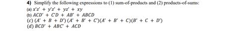 Solved 4 Simplify The Following Expressions To 1
