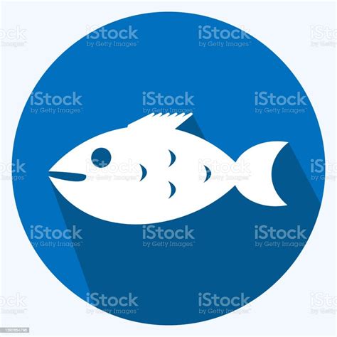 아이콘 광대 물고기 바다 상징을 위해 적당한 긴 그림자 스타일 편집 가능한 간단한 디자인 디자인 템플릿 벡터 간단한 기호 그림 강에 대한 스톡 벡터 아트 및 기타 이미지