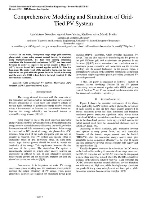 Pdf Comprehensive Modeling And Simulation Of Grid Tied Pv System