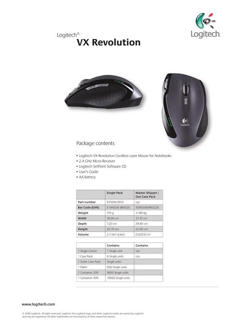 Logitech Vx Revolution Wireless Mouse
