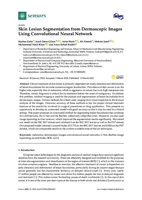 pdf skin lesion segmentation from dermoscopic images using convolutional neural network