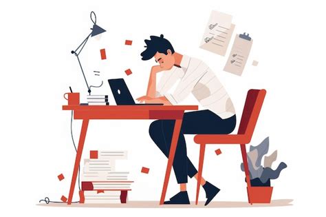 Sad Office Worker Drawing Tired Manager Sad Person Having Bad Day Overworked Burnout Premium