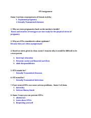STI Assignment STI Assignment Name 2 Serious Consequences Of Sexual Activity 1 Unplanned