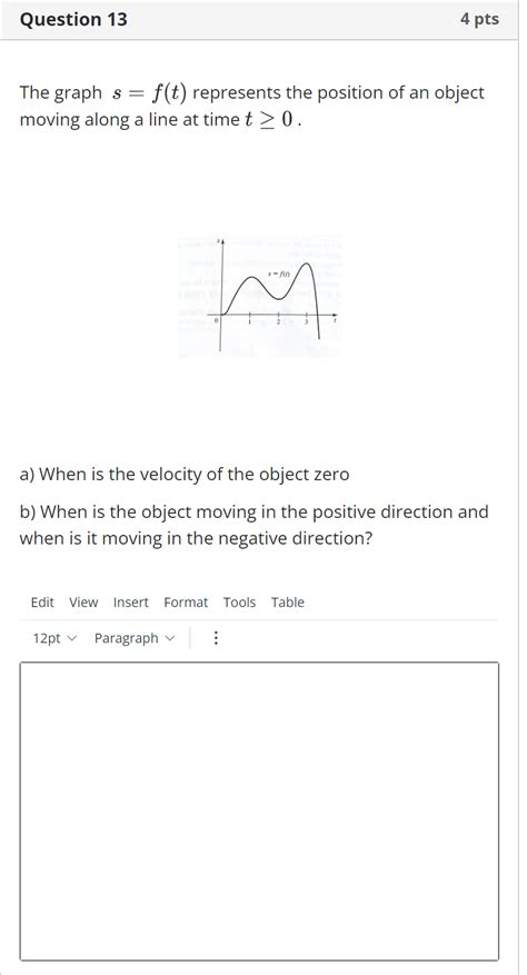 solved the graph s f t represents the position of an object