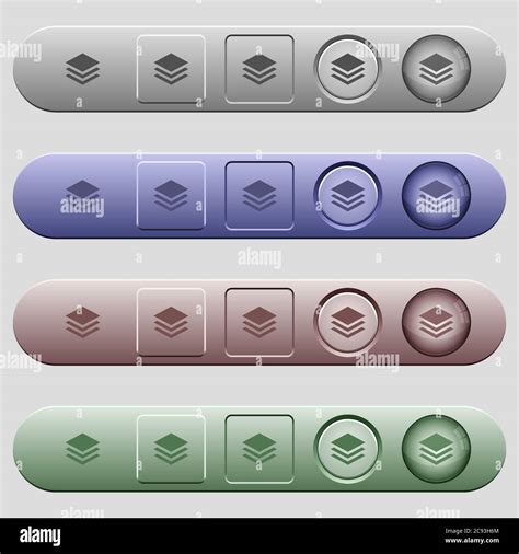 Layers Icons On Rounded Horizontal Menu Bars In Different Colors And Button Styles Stock Vector