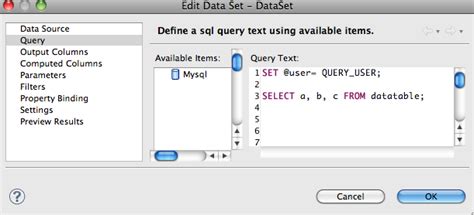 How To Set Mysql User Variable When Report Loading Birt Stack Overflow
