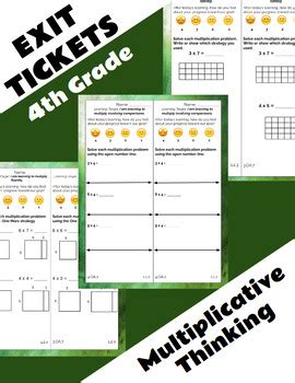 Th Grade Exit Ticket Set Multiplicative Thinking By Crystal Pergram